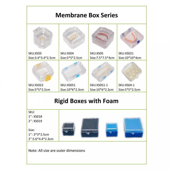 Plastic Lockable Dental Lab Crown Boxes With Clear Membranes